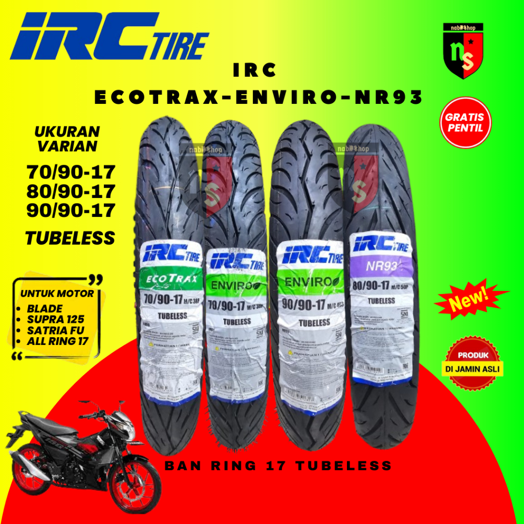Jual (READY STOK) BAN IRC ECOTRAX NR96 RING 17 (70/90 80/90 90/90) TUBLES | Shopee Indonesia
