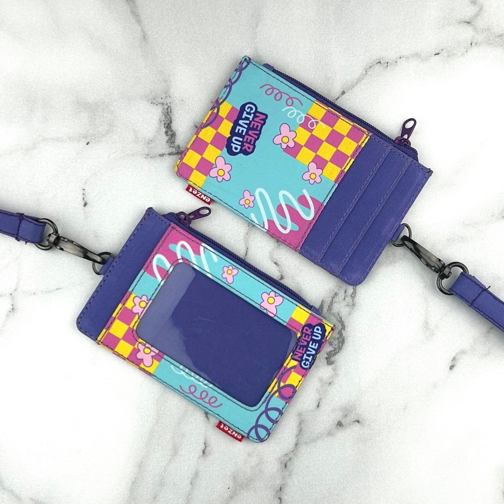 Jual ID card holder hanging wallet name tag kartu lanyard zipper motif ...