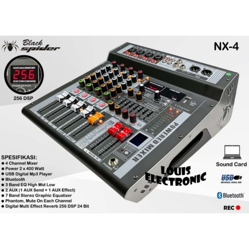 Jual Power Mixer Black Spider NX4 NX-4 NEW 256 DSP 4 Channel ORIGINAL | Shopee Indonesia
