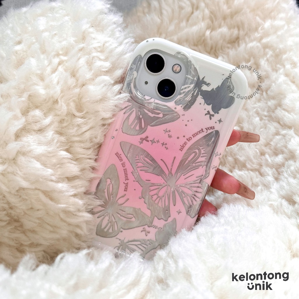 Jual Acc_Box | EMMA Ombre Pink Butterflies Hologram Case - Hardcase ...