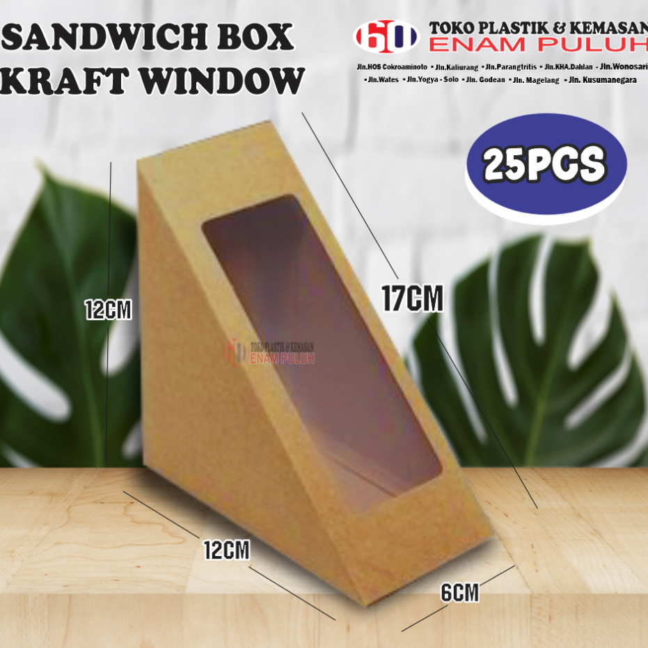 Jual Box Sandwich Paper Kraft Window / Kemasan Sandwich Segitiga Toast ...