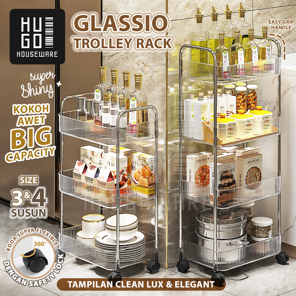 Jual HUGO Rak Dapur Dorong Akrilik Besi Stainless Steel Rak Troli Susun ...
