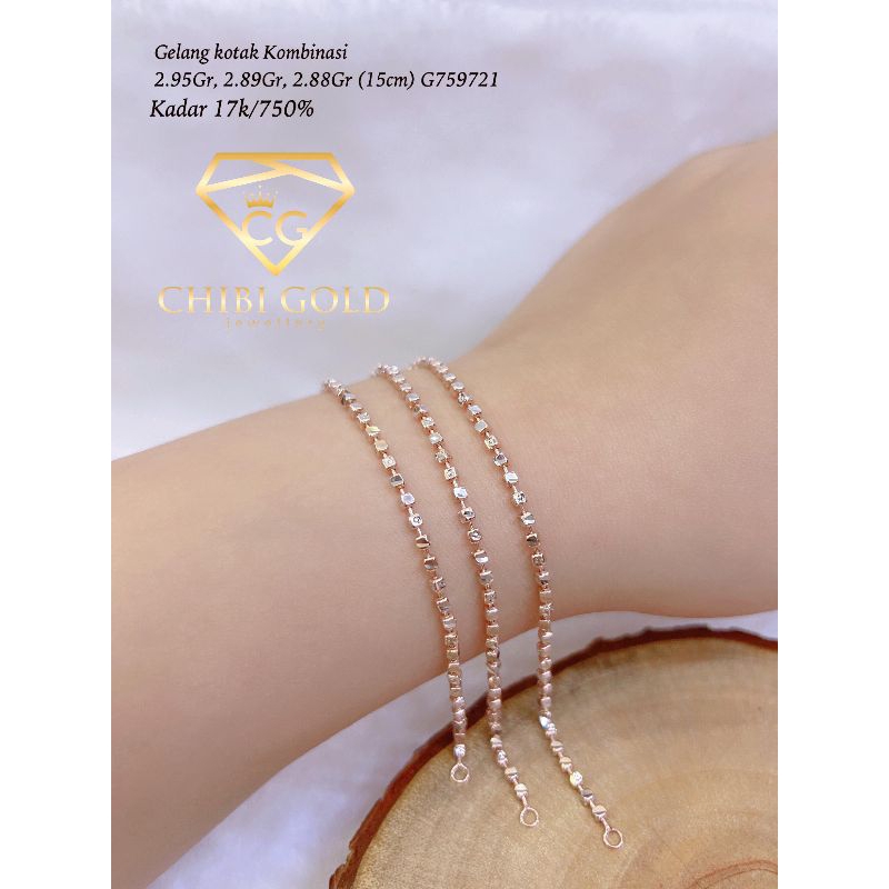 Jual CHIBI GOLD - Gelang kotak kombinasi emas 750 kadar 17k - chibigold ...