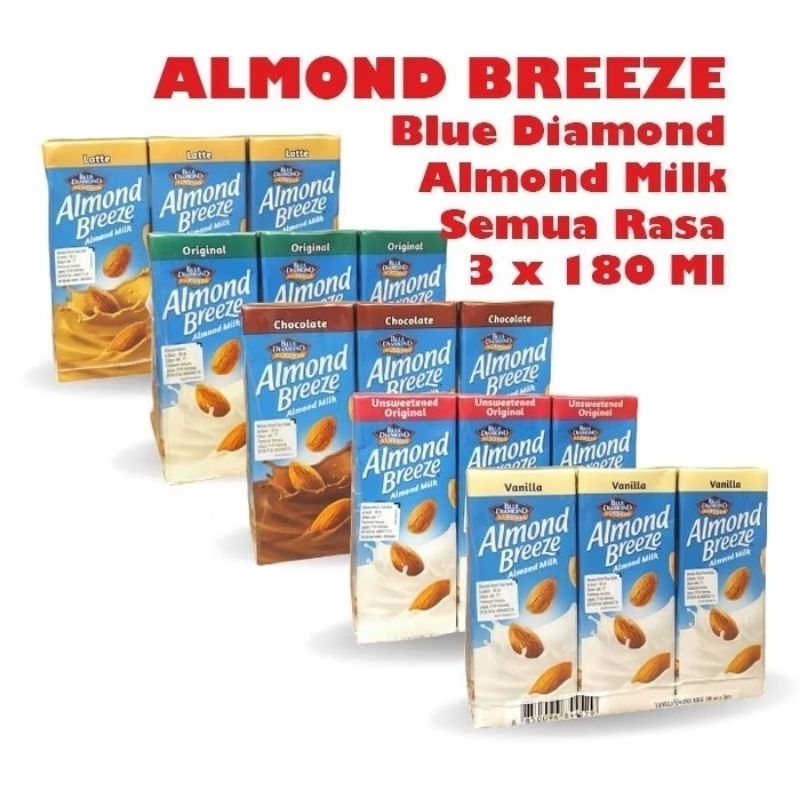 Jual Blue Diamond Almond Breeze Almond Milk Susu Almond 3 x 180 ml | Shopee Indonesia