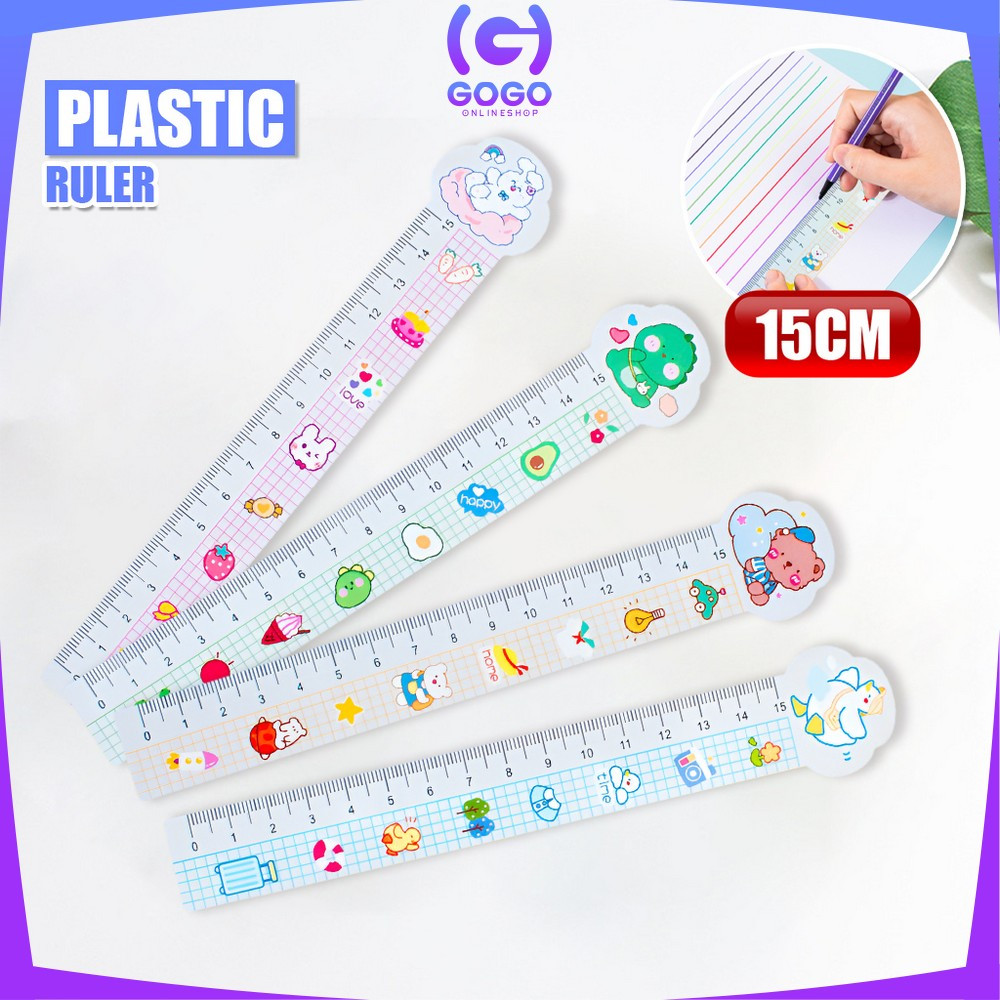 Jual GOGO-A91 Penggaris Plastik 15cm Anak Pelajar Karakter Lucu Alat ...