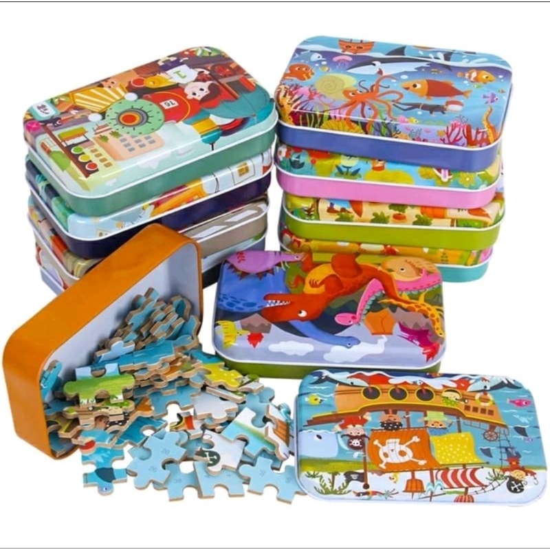 Jual MAINAN EDUKASI PUZZLE KAYU KOTAK BESI KALENG JIGSAW WOODEN PUZZLE ...