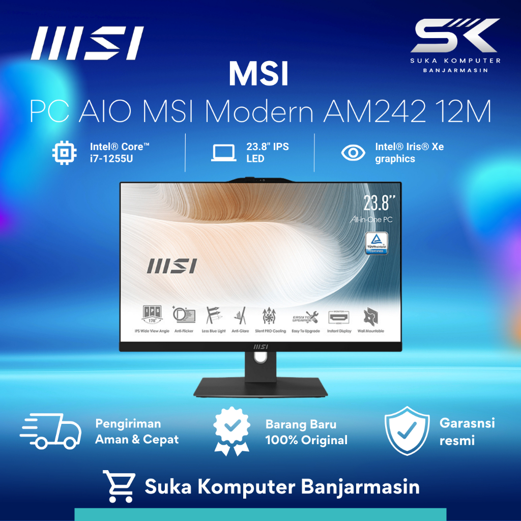 Jual PC AIO MSI Modern AM242-12M /Core i7-1255U/8GB/512GB SSD/23.8"/W11 ...