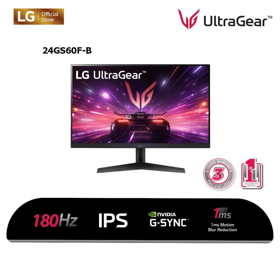 Jual LG UltraGear 24GS60F-B 24 Inch Gaming Monitor - FHD IPS 180Hz 1ms NVIDIA G-SYNC Compatible ...