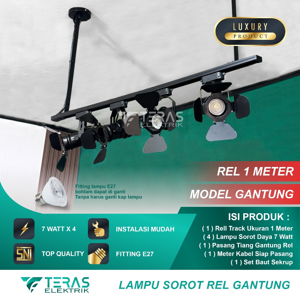 Jual Paket lampu sorot rel mini studio 7 watt 1 set isi 4 tracklight ...
