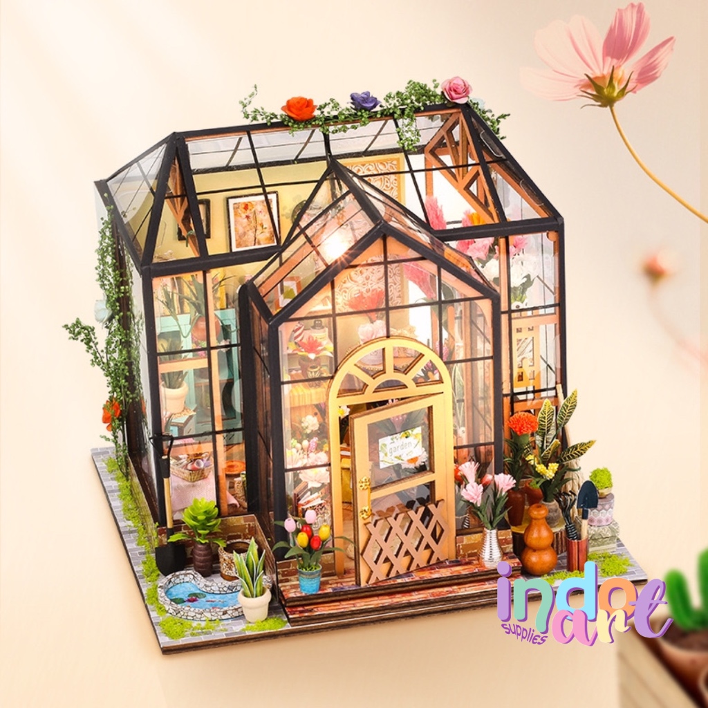 Jual (IAS) DIY Miniature Glass House Jenny Greenhouse Set Box/DIY 3D ...
