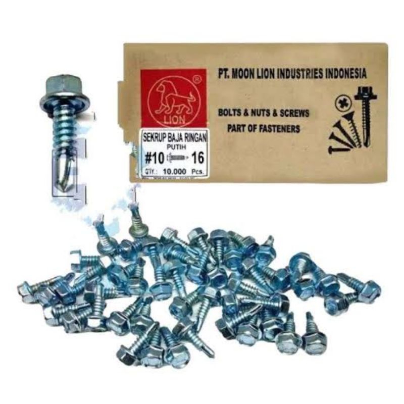 Jual Baut Rofing Baja Ringan merek Moon lion 10X16 Original (L ...