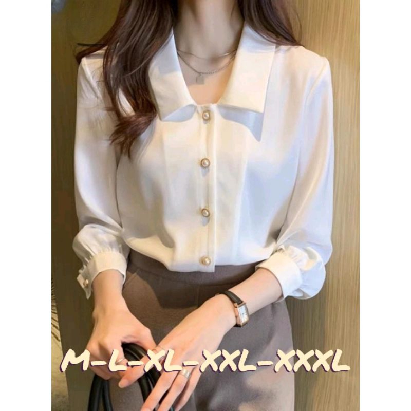 Jual atasan kemeja wanita terbaru model korea loviani shirt ukuran M-L-XL-XXL-XXXL jumbo ...