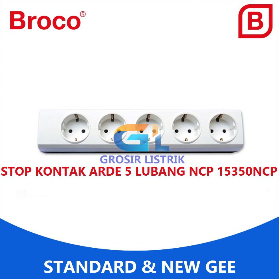 Jual KODE T67U Broco Stop Kontak Arde 5 Lubang Putih 1535NCP Socket 2P ...