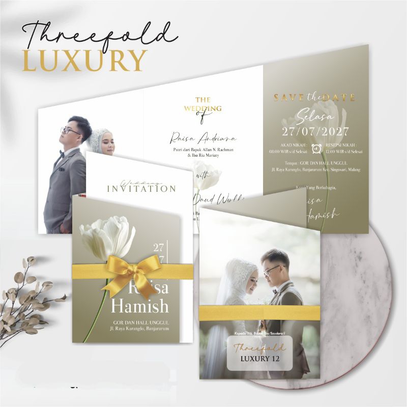 Jual Cetak Undangan Glossy Threefold luxury Custom/ Undangan Custom ...