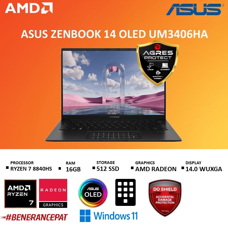 Jual ASUS ZENBOOK 14 OLED UM3406HA RYZEN 7 8840HS RAM 16GB 512GB SSD ...