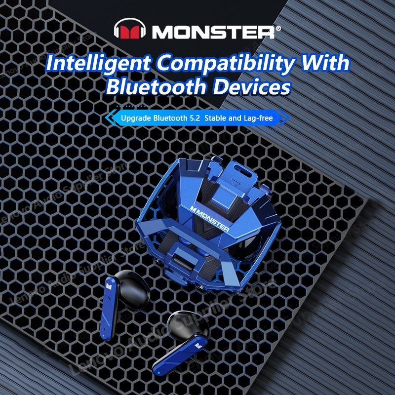 Jual Monster XKT09 Earphone Bluetooth True Wireless Gaming Design HD ...