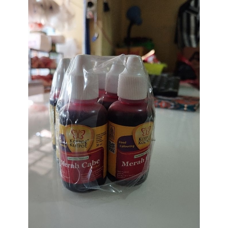 Jual pewarna makanan cap koepoe koepoe warna merah muda harga SATUAN ...