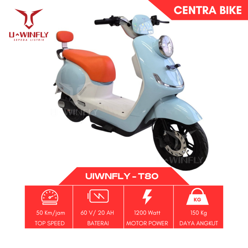 Jual MOTOR LISTRIK UWINFLY T80 New Terbaru 100% Bergaransi Resmi Fitur NFC 1200 WATT 60V 20AH ...