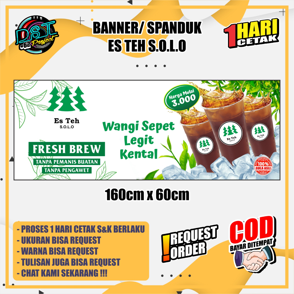 Jual BANNER / SPANDUK ES TEH SOLO TIDUR 160 X 60 | Shopee Indonesia