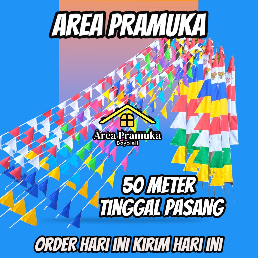 Jual ( stok habis ) 50 meter bendera merah putih renteng kain / bendera ...