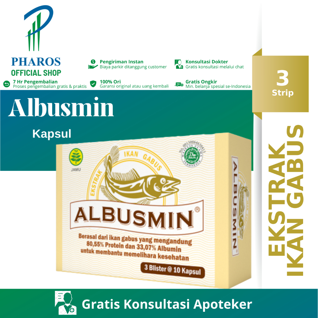 Jual Albusmin 1 Box 3 Blister @ 10 Kapsul - 30 Kapsul / Ekstrak Ikan Gabus / Luka Bekas Operasi ...