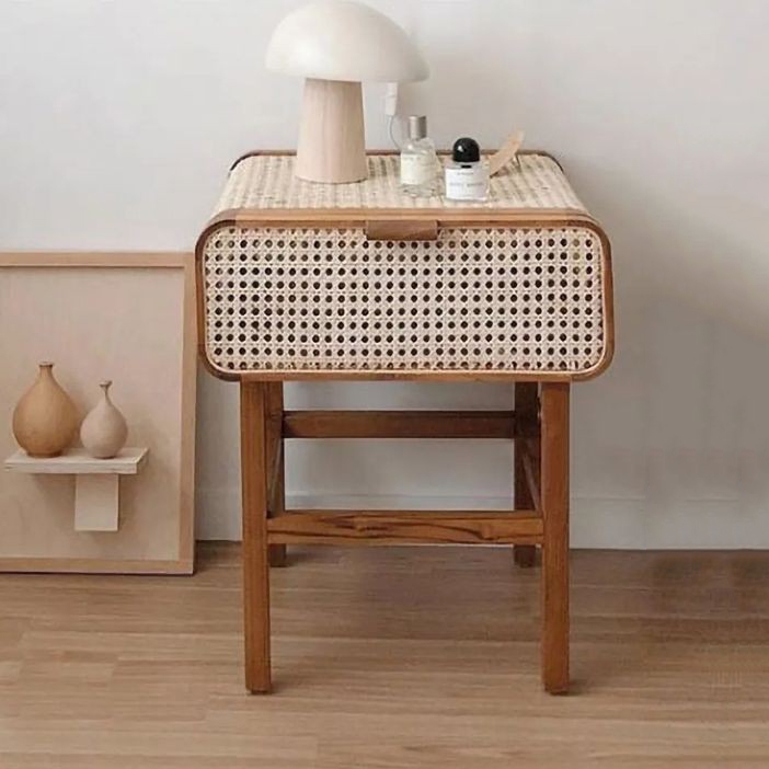 Jual Meja Nakas Minimalis Kayu Jati Kombinasi Rotan, Nakas Rotan Jati ...