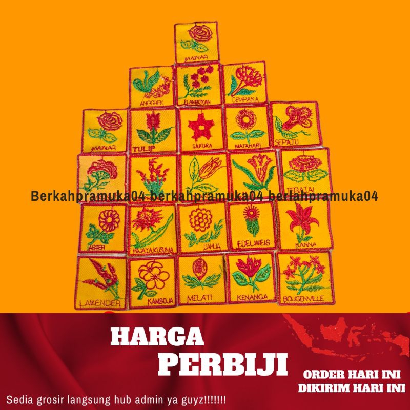 Jual Logo bordir badge bed tanda regu pramuka putri bunga anggrek ...