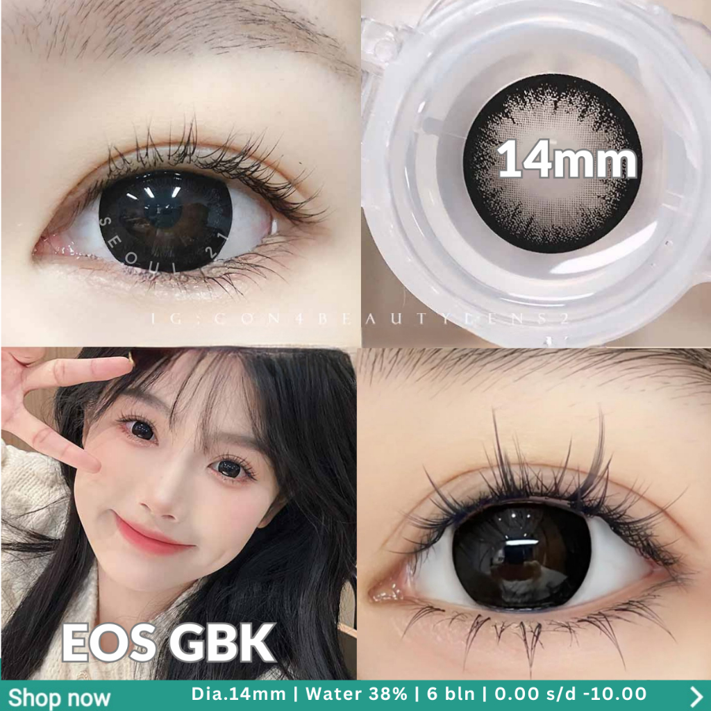 Jual SOFTLENS EOS BLACK HITAM GBK Dia.14mm NORMAL MINUS SOFTLENS HITAM ...