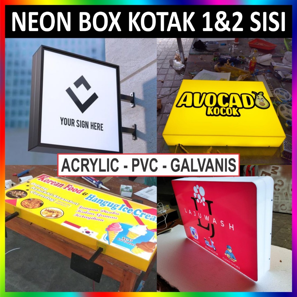 Jual Neon Box Kotak Acrylic / PVC / Besi Galvanis 1 & 2 Sisi LED All ...