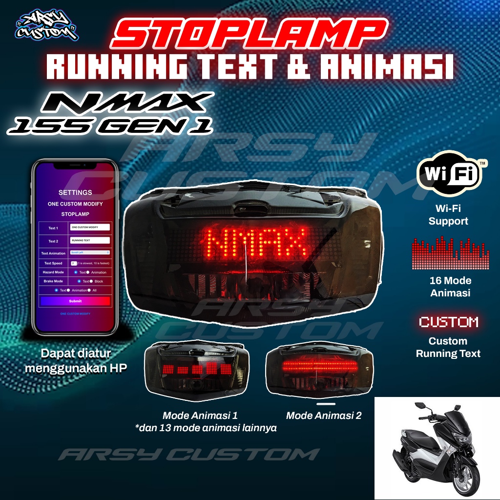 Jual Stoplamp Running Text Nmax 155 Old Animasi Variasi Lampu LED Rem ...