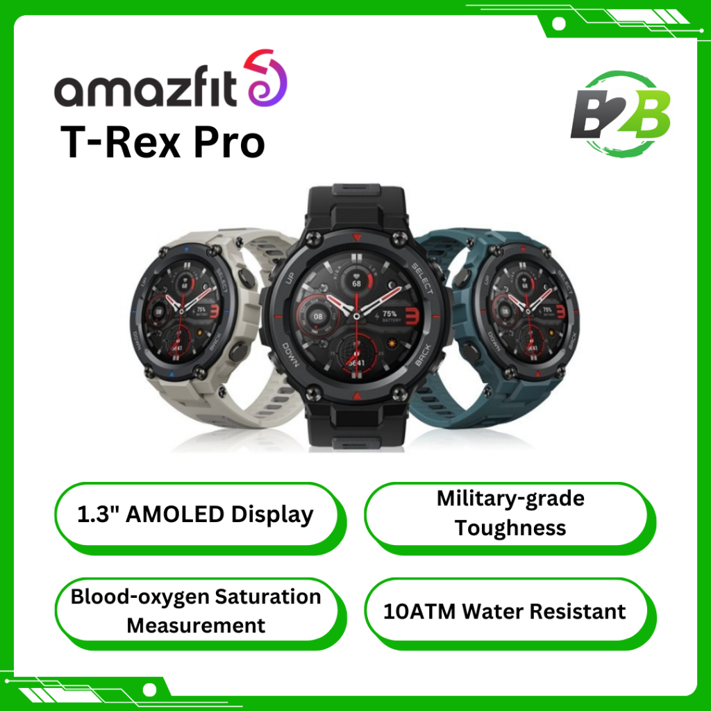 Jual Amazfit T REX Pro Smart Watch 1.3 inch AMOLED Display Military Grade GPS 10ATM Water ...