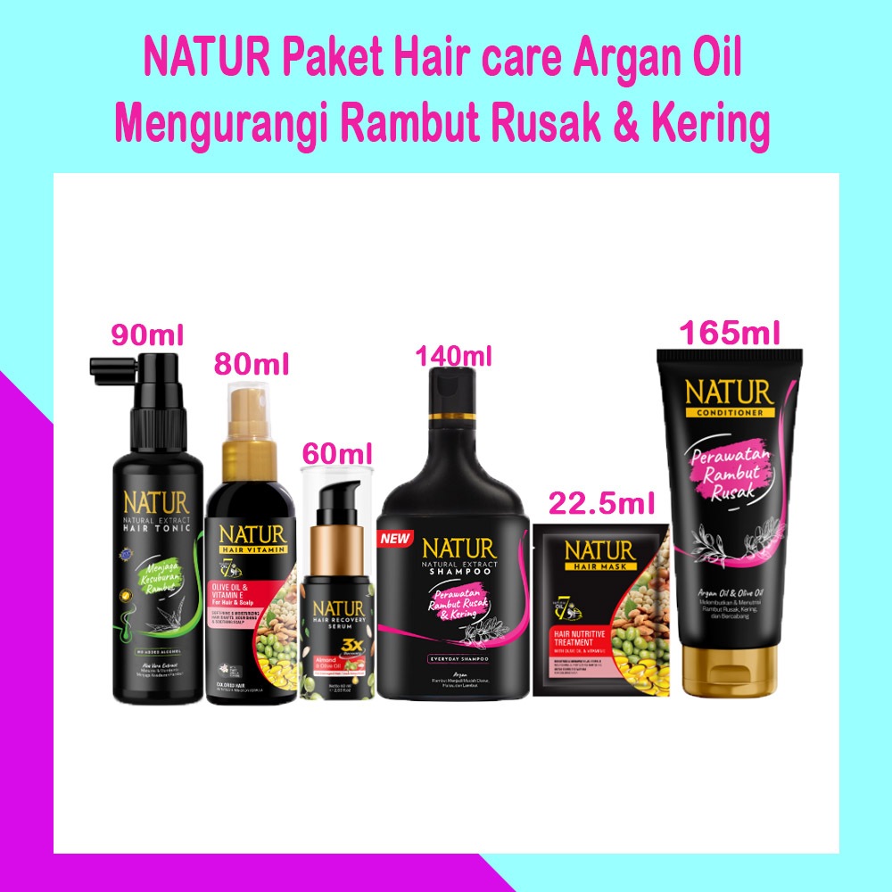Jual Natur Paket Lengkap Hair Care argan Oli Perawatan Rambut Rusak ...