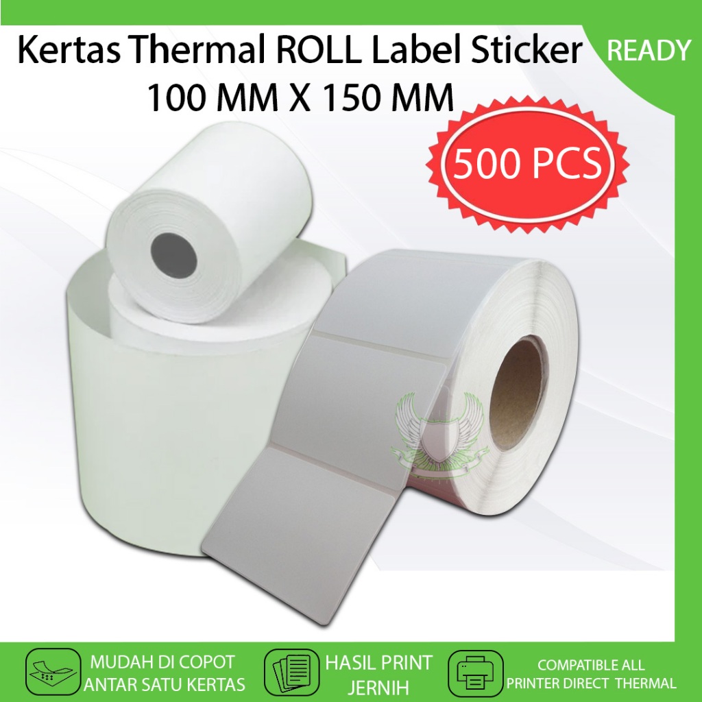 Jual Thermal Sticker ROLL Label Uk 100 X 150 Isi 500 PCS Kertas Cetak Stiker Resi Paket Usaha ...