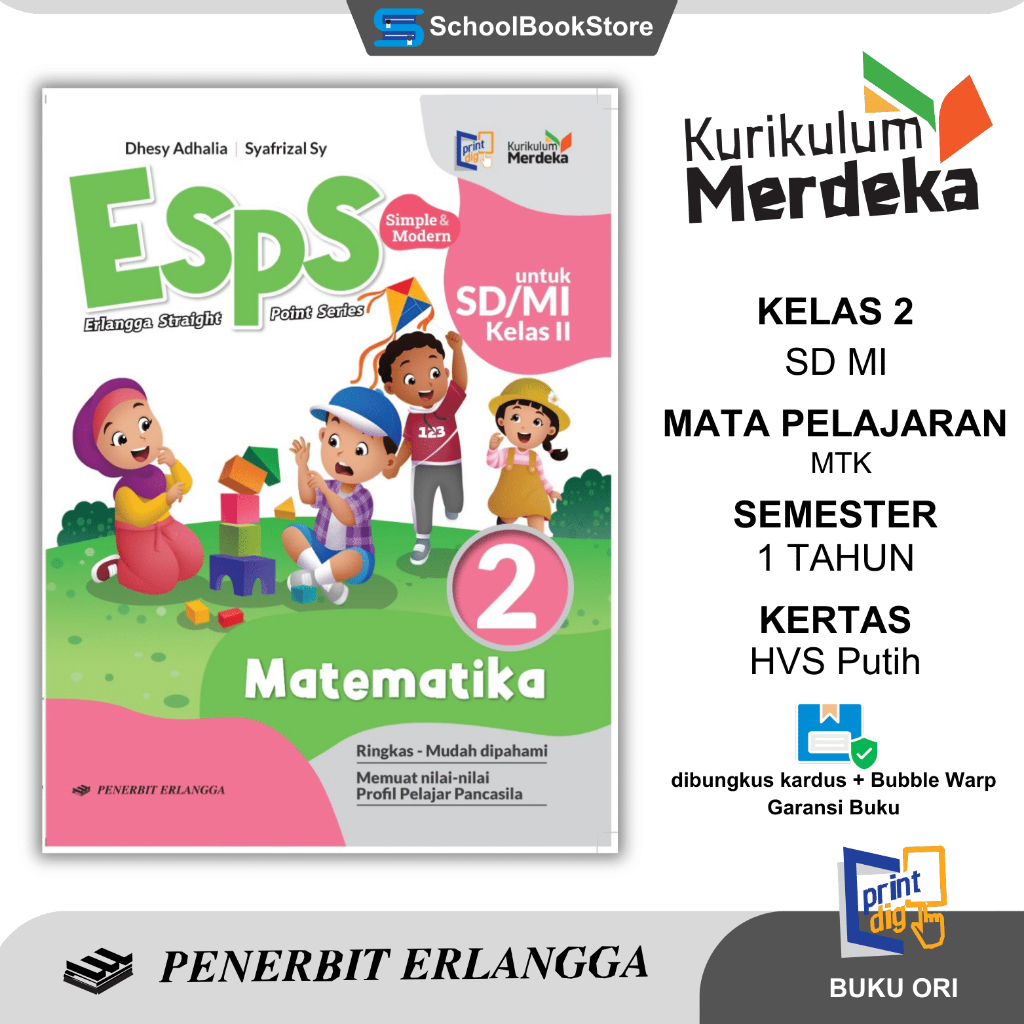 Jual Buku ESPS Matematika Kelas 2 SD MI Kurikulum Merdeka Erlangga | Shopee Indonesia