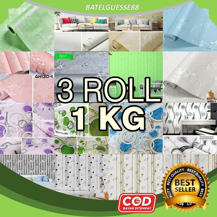 Jual (B88) Wallpaper Dinding Ukuran 45 CM x 4.5 M Motif TERMURAH 1 KG MUAT 3 roll pcs TERBAIK ...