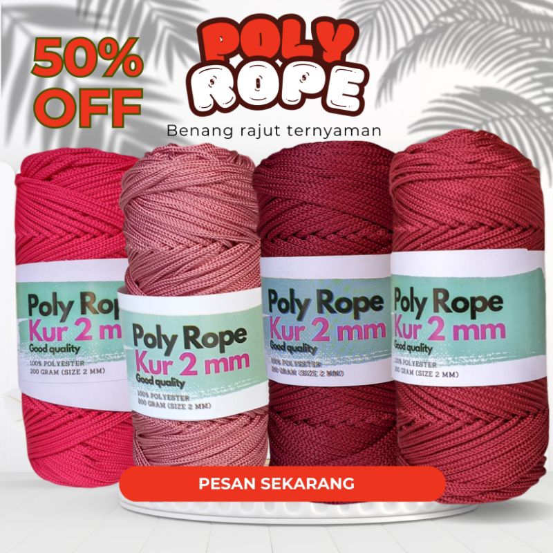 Jual BENANG RAJUT POLY ROPE 2MM MERAH BEST SELLER | Shopee Indonesia