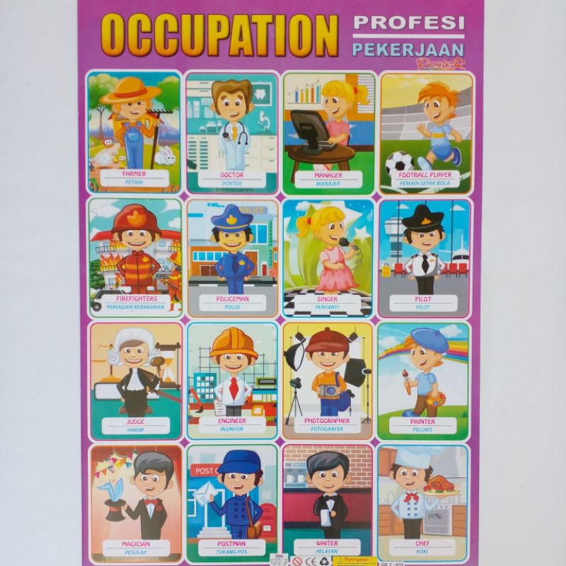 Jual Poster Edukasi Anak Belajar Jenis Profesi Pekerjaan | Shopee Indonesia
