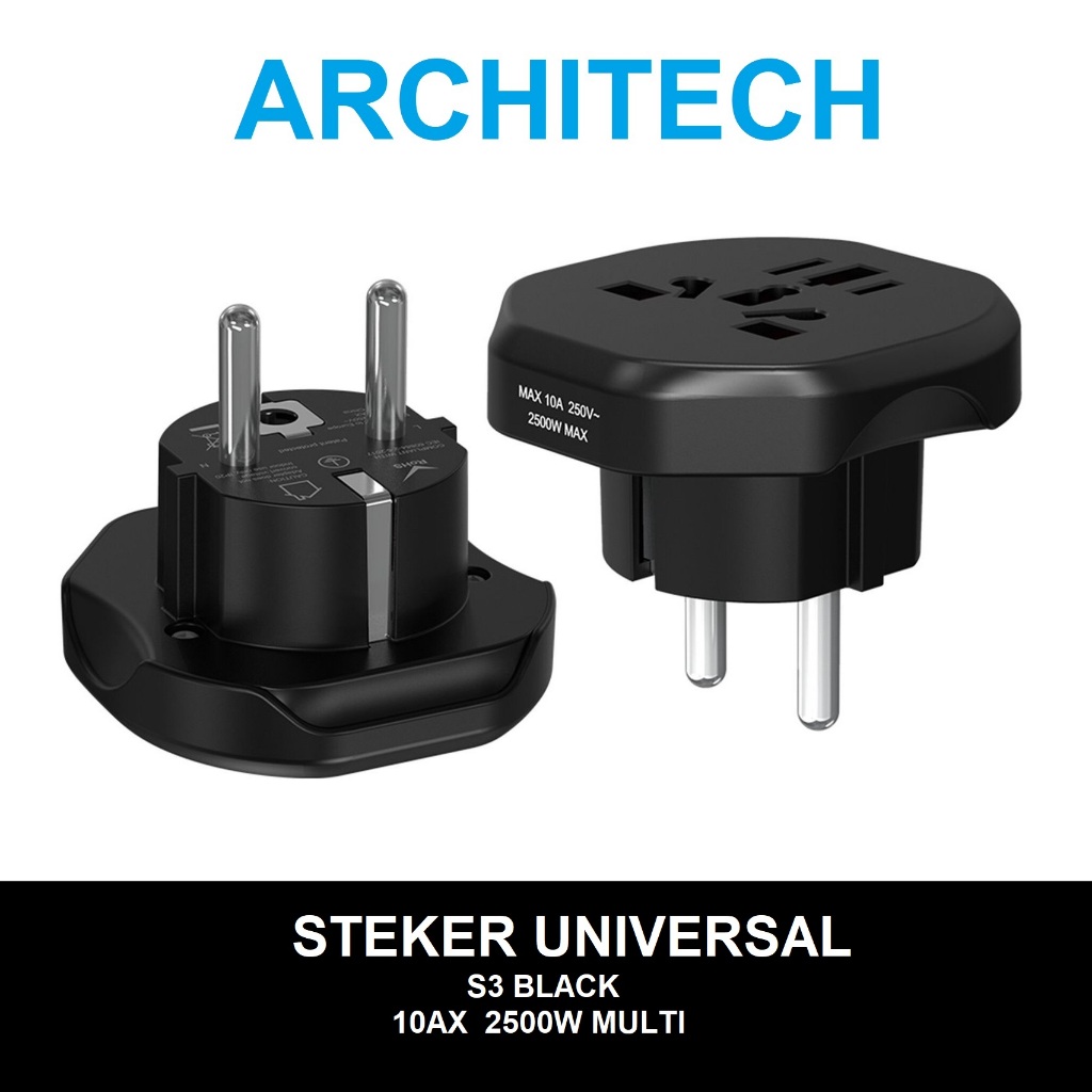 Jual ARCHITECH STEKER MULTI COUNTRY ADAPTOR UNIVERSAL / STEKER TRAVEL ...