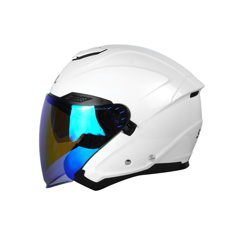 Jual Helm Openface Snail D1 White visor blue | Shopee Indonesia