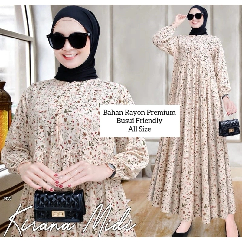 Jual MIDI DRESS WANITA RAYON / GAMIS RAYON KEKINIA ADEM BUMIL BUSUI ...