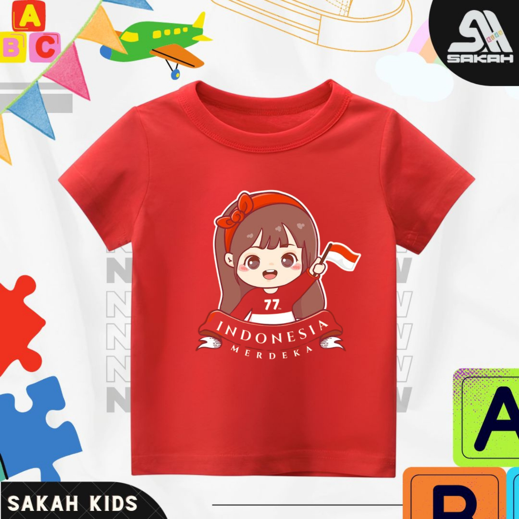 Jual Kaos Anak Custom Nama Combed 30s Gambar DIRGAHAYU KEMERDEKAAN KARTUN 5 Untuk Anak dan ...