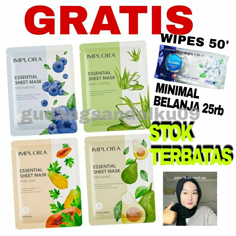 Jual IMPLORA Sheet Mask Hydrating Essence Face Mask Brightening ...