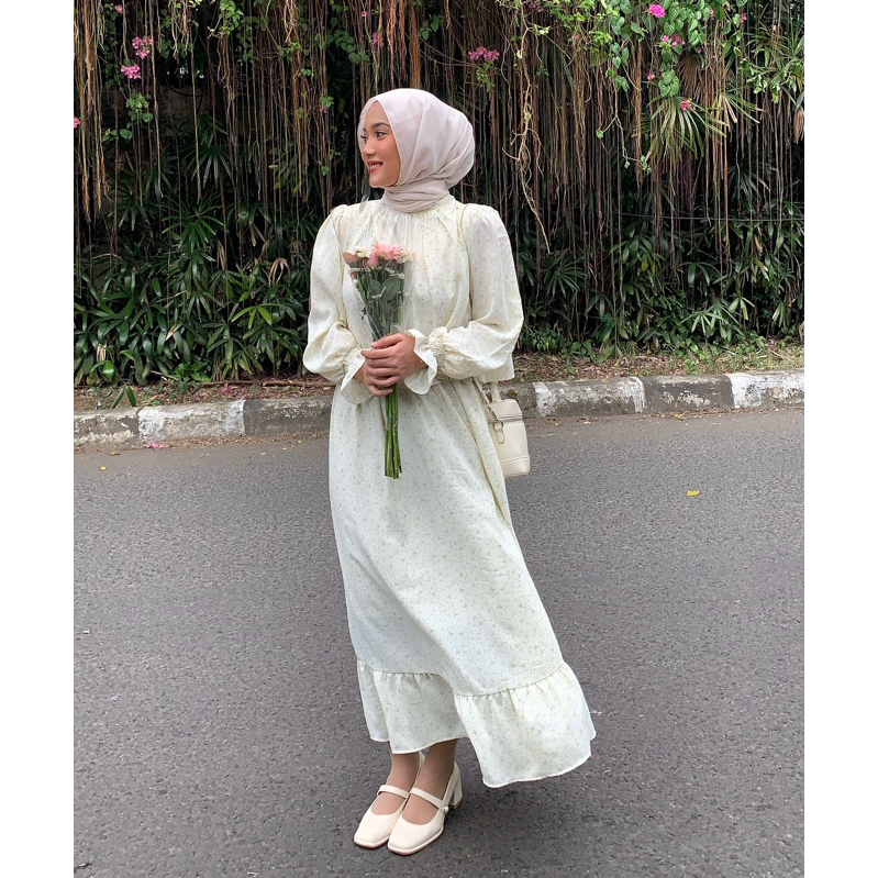 Jual ALUNA DRESS BUNGA GAMIS WANITA KEKINIAN SILK IMPORT BY MEECLO ...