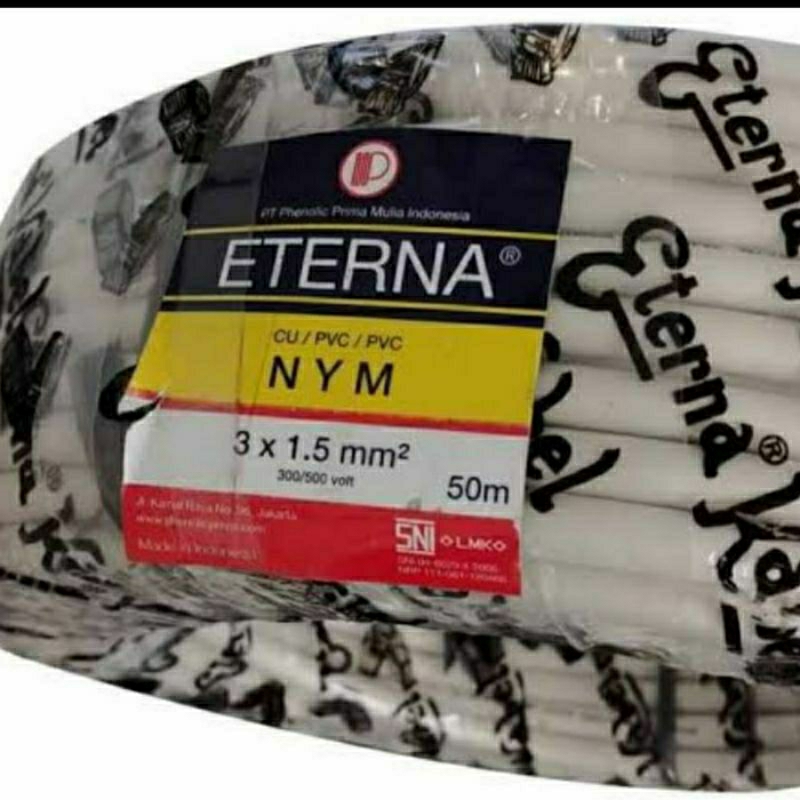 Jual KABEL ETERNA NYM 3X1.5 MM ASLI KAWAT TEMBAGA TUNGGAL ISI 3, 1 ROLL 50METER ⚡TERLARIS⚡ ...