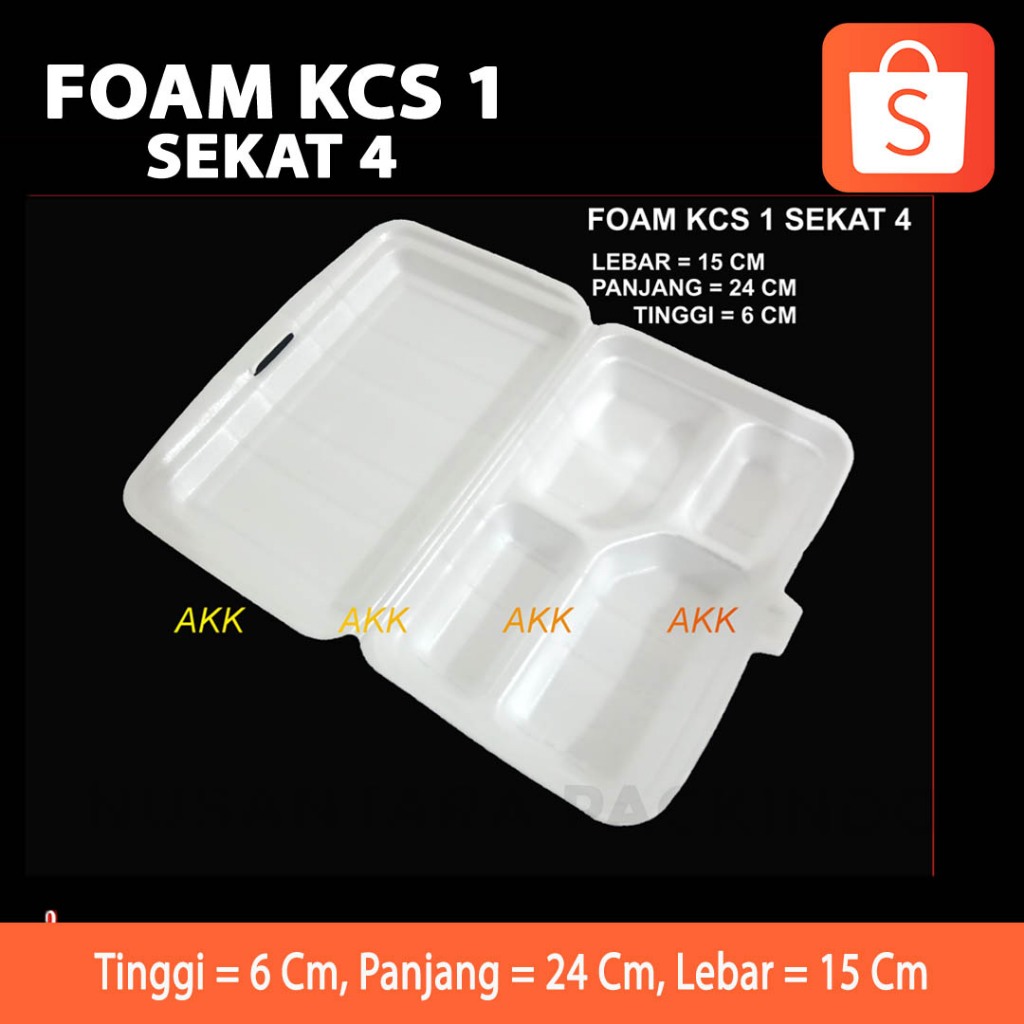 Jual Foam Tf Kcs 1 Sekat 4 (100pcs) / Styrofoam Nasi | Shopee Indonesia