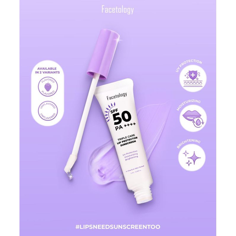 Jual Facetology Lip SPF 50 lip Sunscreen triple care Lip protector ...