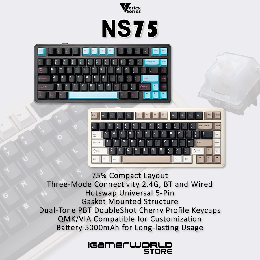 Jual VortexSeries NS75 QMK/VIA 75% Wireless Tri Mode Gaming Keyboard ...
