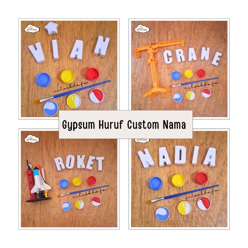 Jual HOW FUN Lukis Nama Gipsum Magnet Huruf Alfabet Gypsum Painting Kit ...
