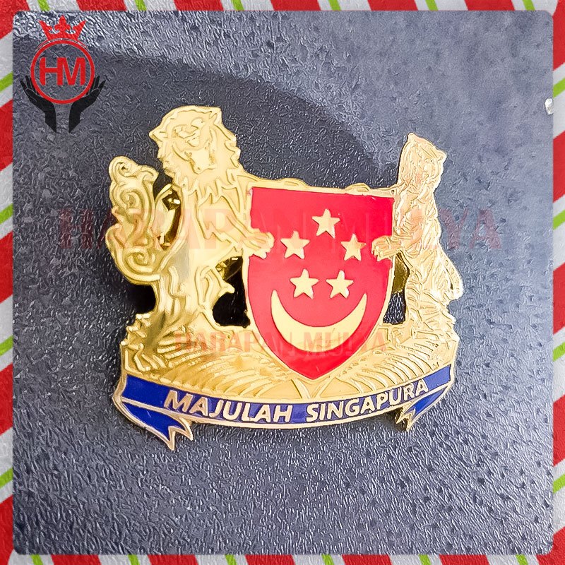 Jual Pin Collar Lambang Singapura - Pin Coat of Arm Singapore Logam ...