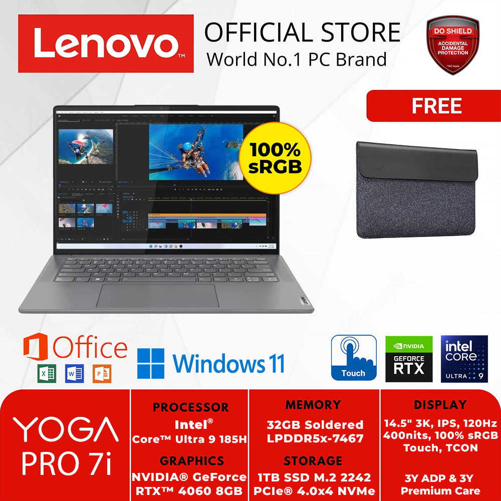 Jual LENOVO YOGA PRO 7i 14IMH9 15ID GREY CORE ULTRA 9 185H RTX4060 32GB 1TB W11+OHS 2021 ...